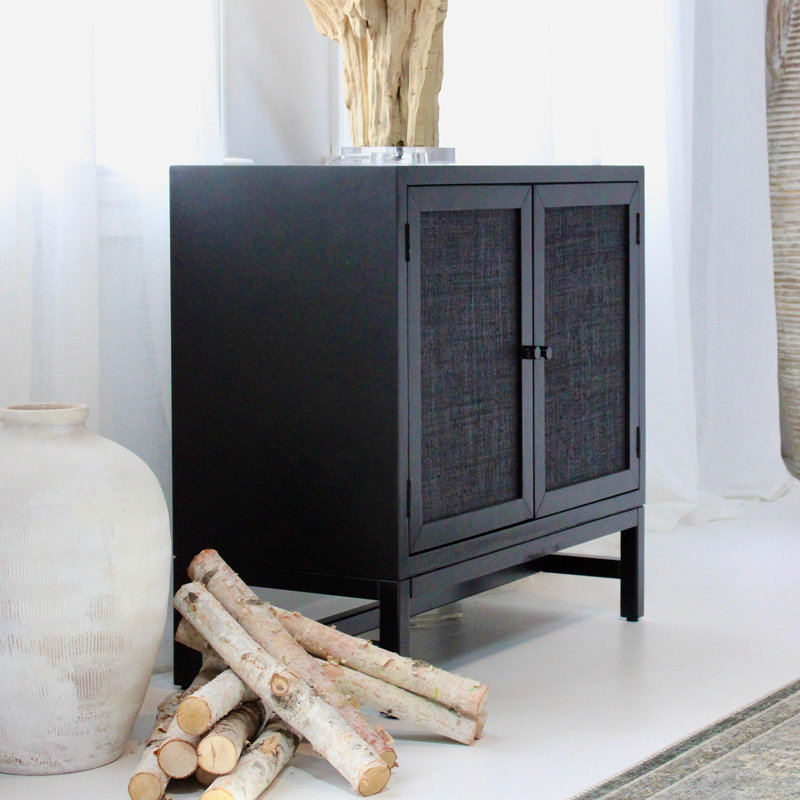 Indigo Road by Egypt Sherrod x East at Main Raffia Paneled 2 Door Storage Cabinet | Wayfair